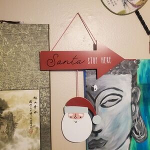 Unknown | Holiday | Santa Stop Here Sign Brand New Santa And Arrow ...